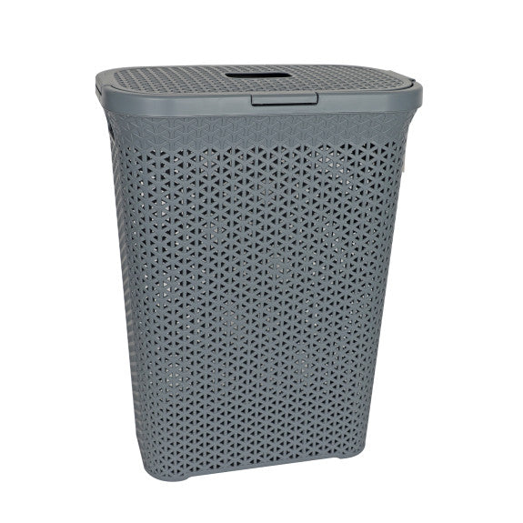 Slim Plastic Laundry Hamper 48L | Grey | YBM Home