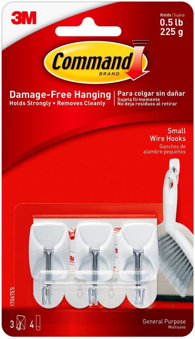 Command Small Wire Hooks | Wall Mount | White | 3M | Pack 3