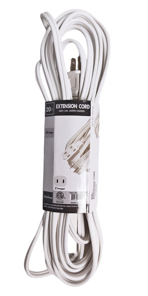 White Extension Cord 20FT Unipower