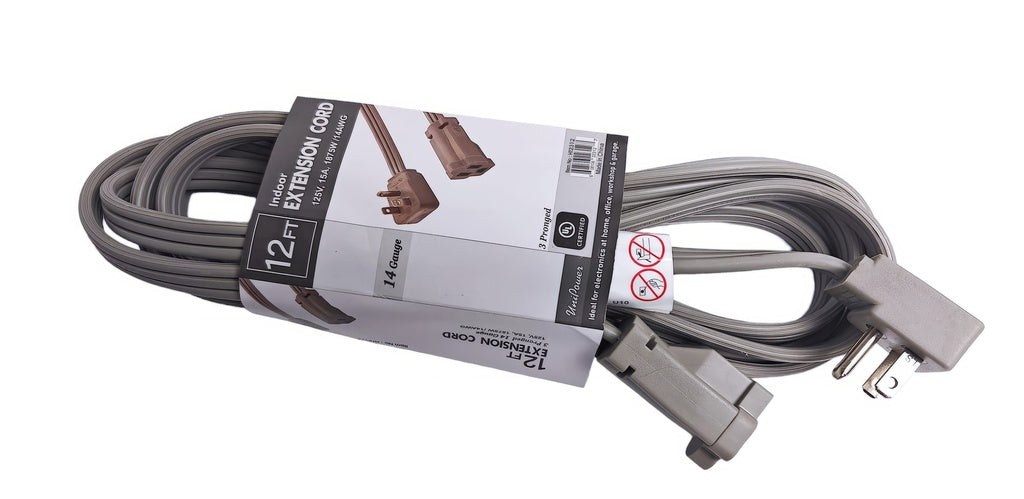 Grey Extension Cord 12FT Unipower